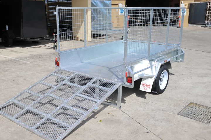 8x5 Single Axle Galvanised Cage Trailer 5ft Drop Down Rear Ramp