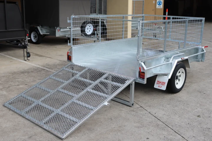 8x5 Single Axle Galvanised 2ft Cage Trailer 5ft Drop Down Ramp