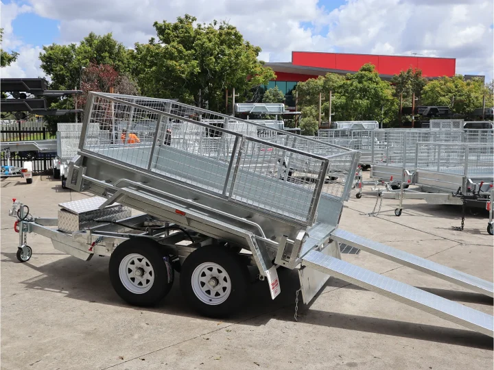 8x5 Galvanised Hydraulic Tipper Trailer with Cage Ramps for Sale